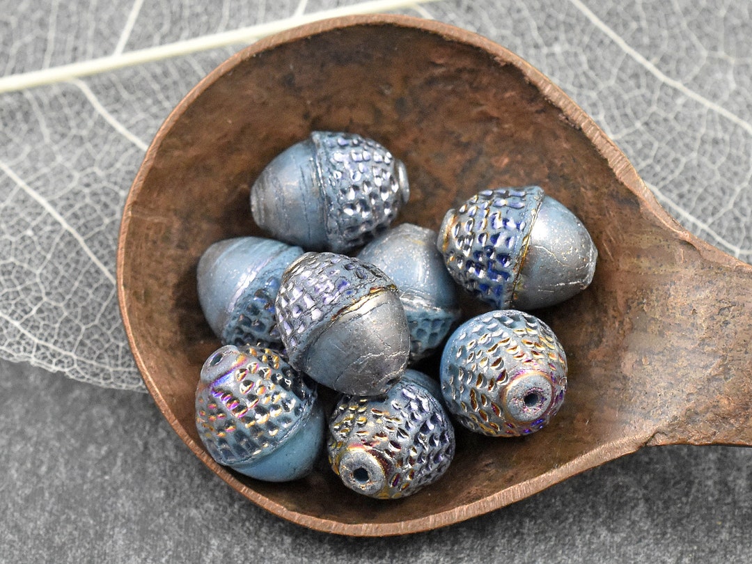 Czech Glass Beads Acorn Beads Fall Beads Picasso Beads Beads for ...