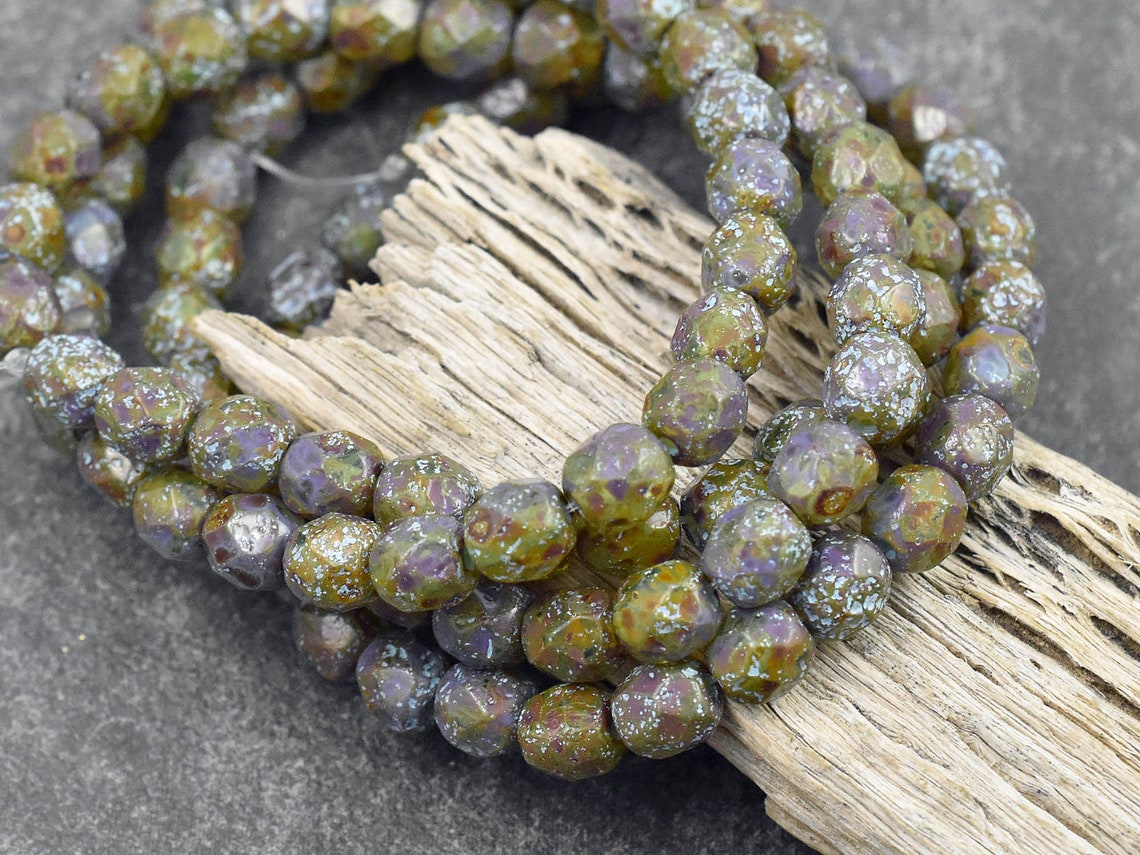 Czech Glass Beads - Picasso Beads - Etched Beads - Fire Polish Beads ...