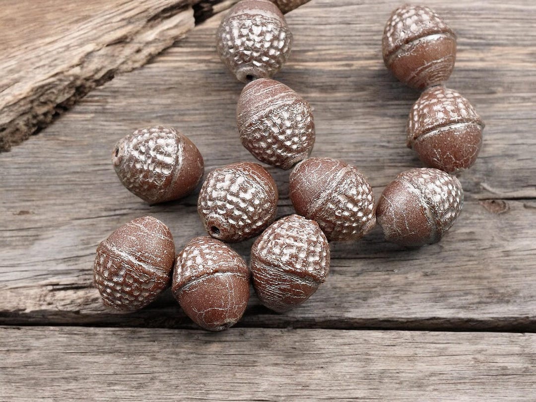Czech Glass Beads - Acorn Beads - Picasso Beads - Fall Beads - Beads ...