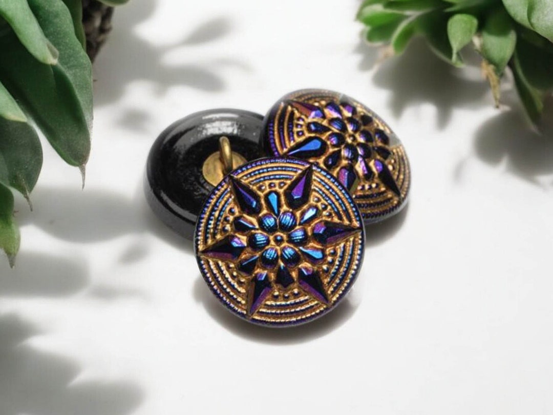 Czech Glass Buttons - Shank Buttons - Artisan Button - Handmade Button ...