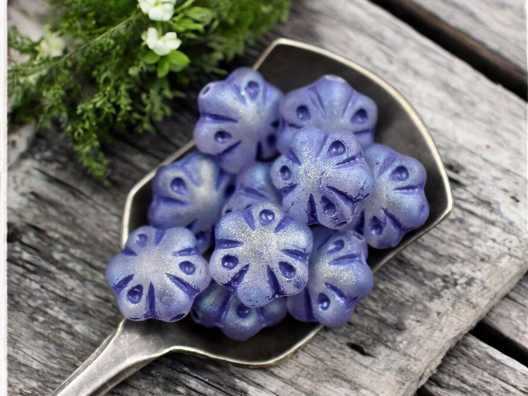 Flower Beads - Czech Glass Beads - Picasso Beads - Purple Beads - 11mm ...