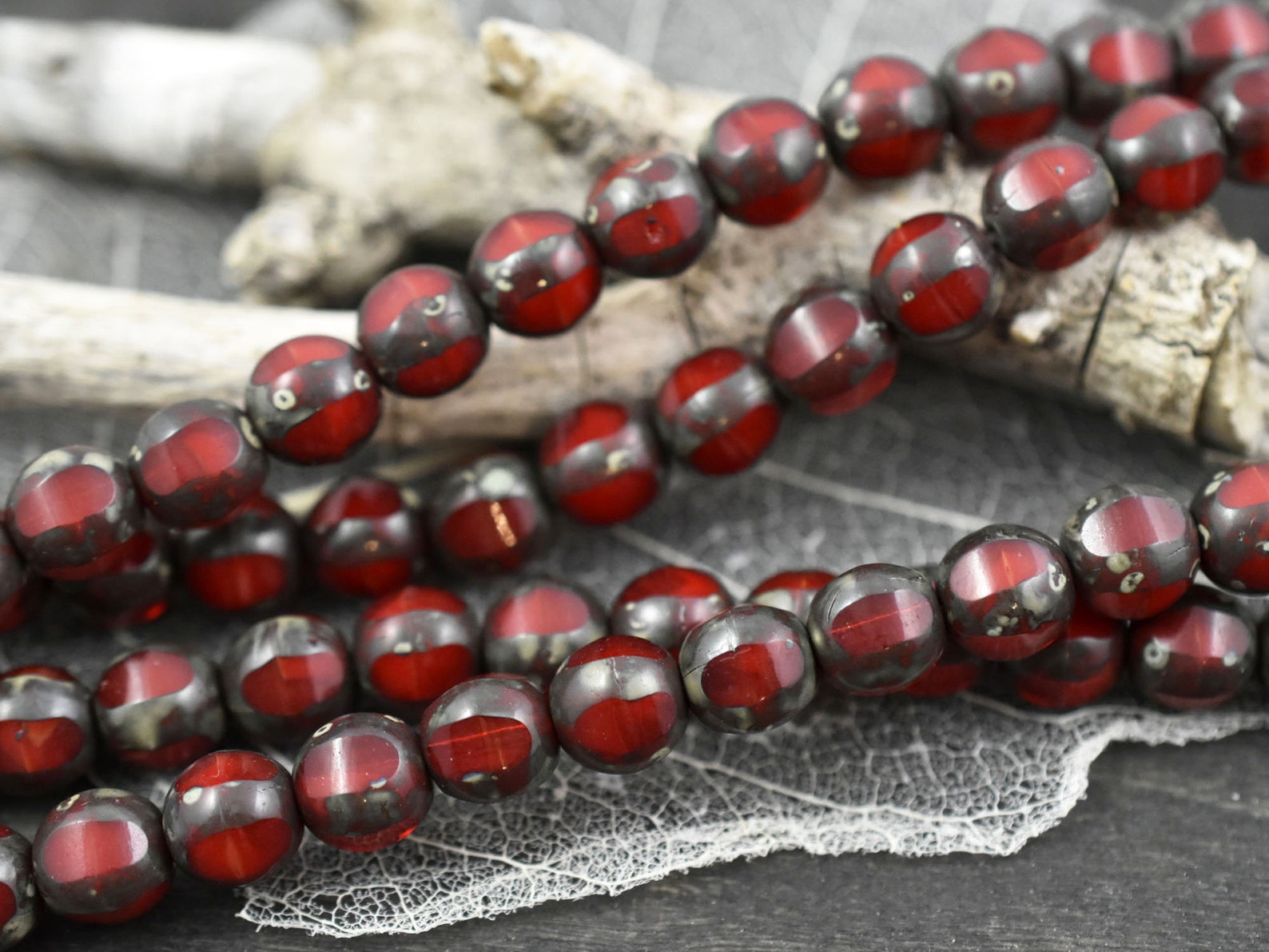 Picasso Beads Czech Glass Beads Round Beads Red Opal - Etsy