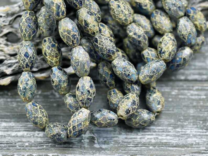 Czech Glass Beads - Picasso Beads - Gold Splatter - Fire Polished Beads ...