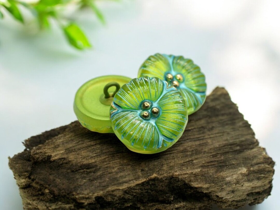 Czech Glass Buttons - Shank Buttons - Artisan Button - Handmade Button ...