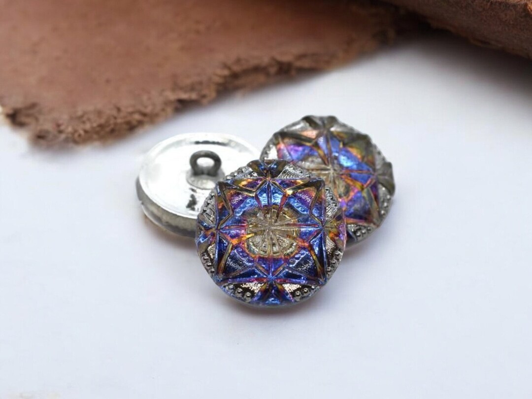 Czech Glass Buttons - Pinwheel Button - Shank Buttons - Artisan Button ...