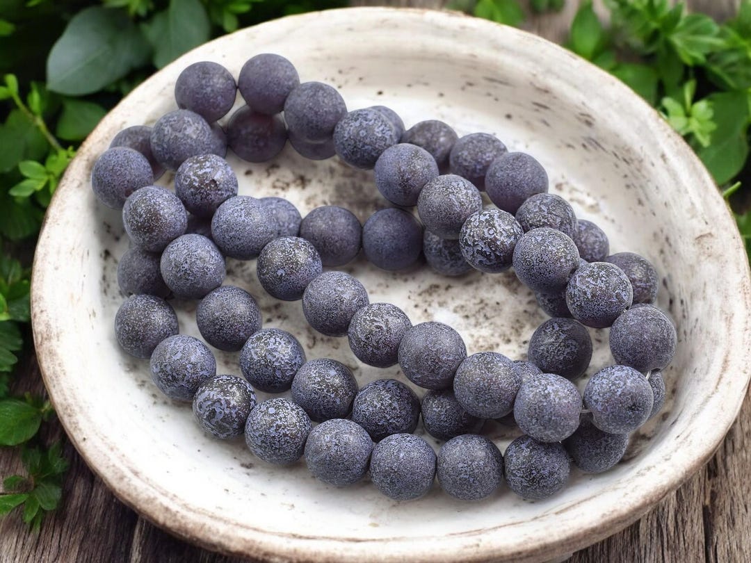 Picasso Beads - Etched Beads - Czech Glass Beads - 8mm Beads - Purple ...