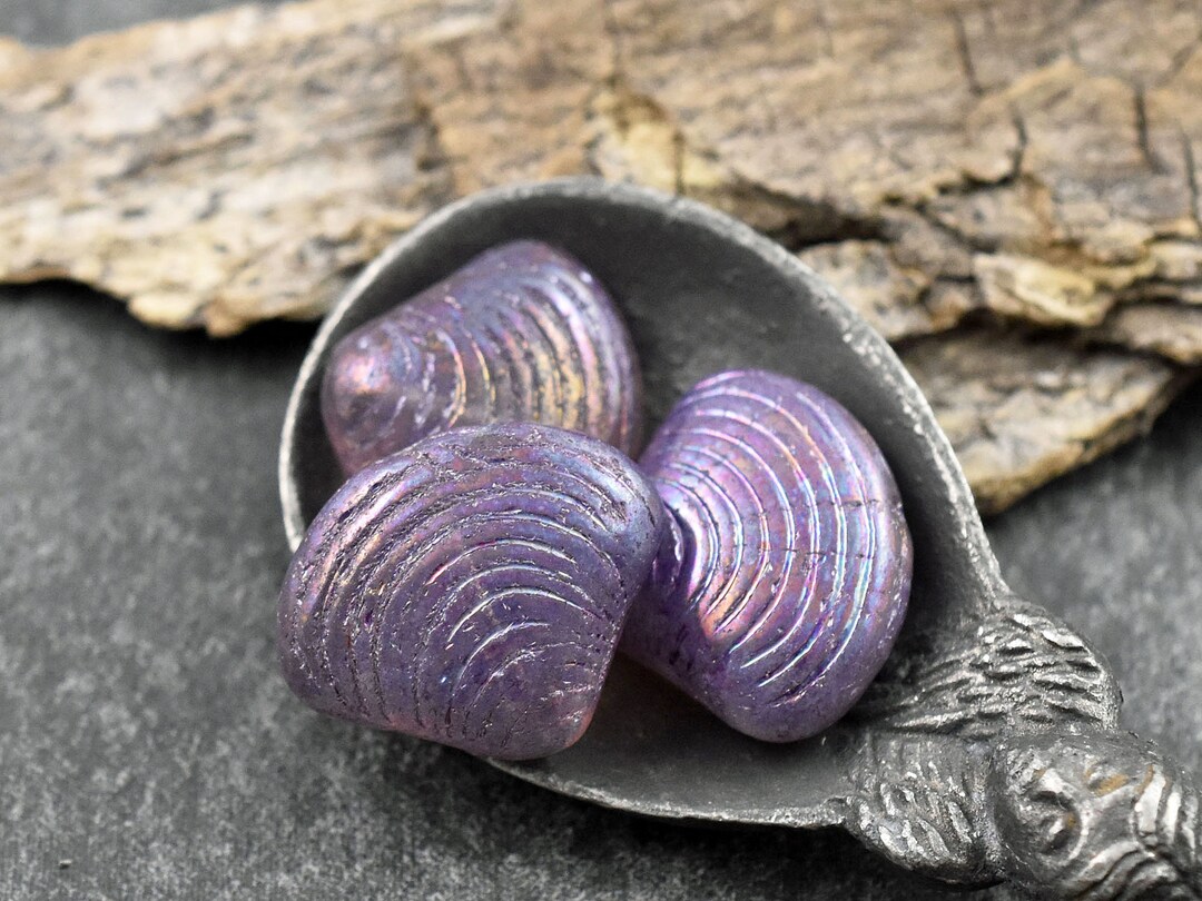 Czech Glass Beads - Sea Shell Beads - Scallop Shell Beads - 15x18mm ...