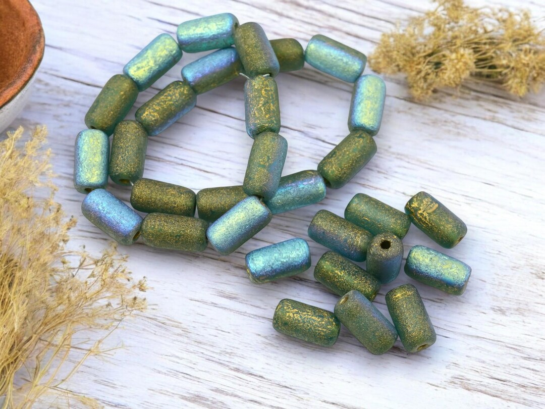 Czech Glass Beads - Picasso Beads - Tube Beads - Cylinder Beads - Large ...