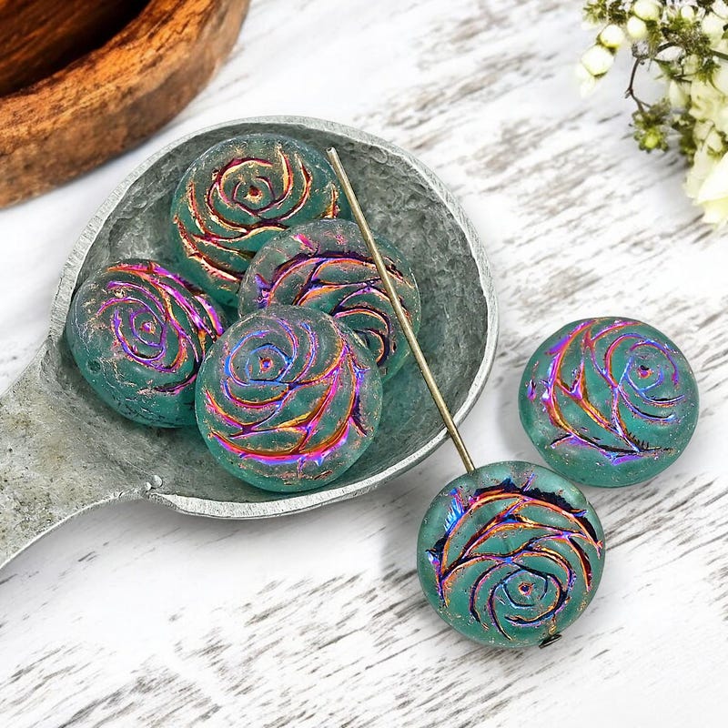 Czech Flower Coin Bead - Etsy