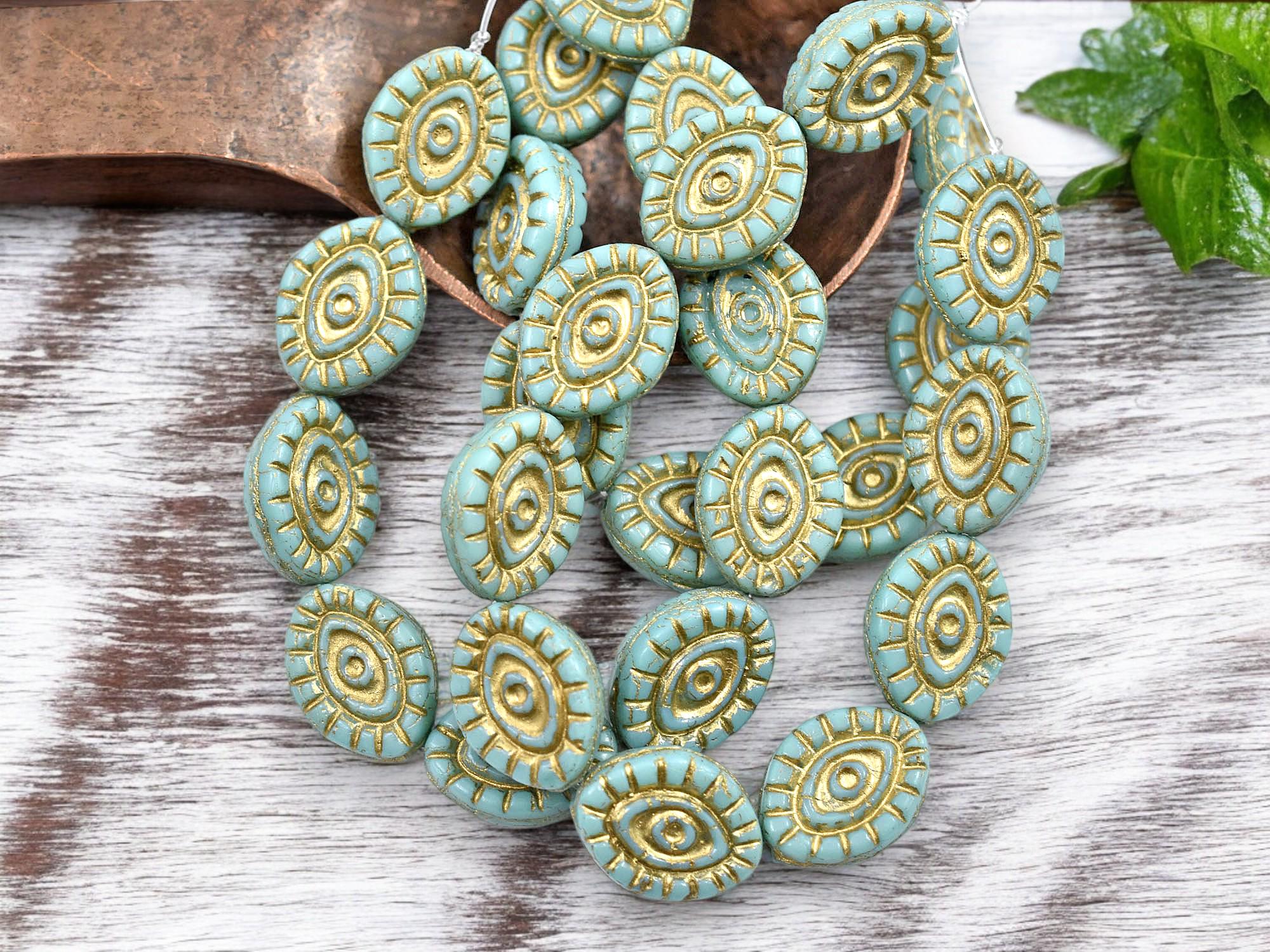 Czech Glass Beads - Evil Eye Beads - Mystic Eye Beads - Picasso Beads ...
