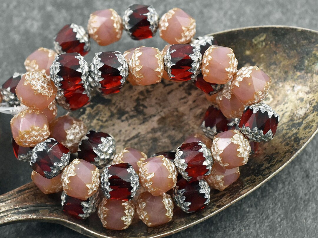 Czech Glass Beads Cathedral Beads Fire Polish Beads Picasso Beads 15pcs ...