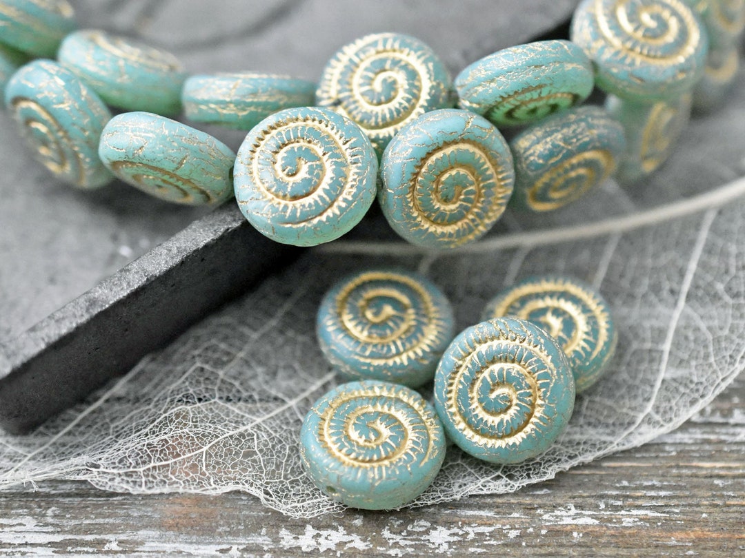 Czech Glass Beads Spiral Beads Circle of Life Beads Coin - Etsy