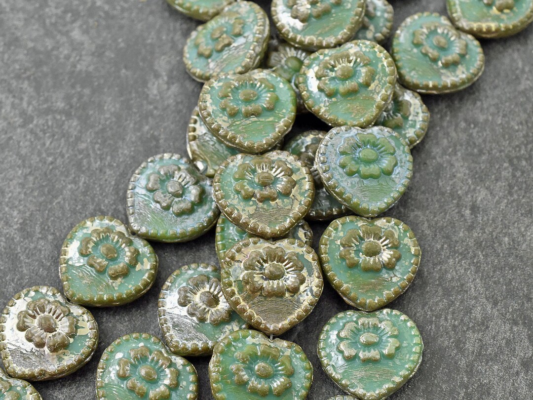 Picasso Beads Heart Beads Czech Glass Beads Vintage Style Shabby Chic ...