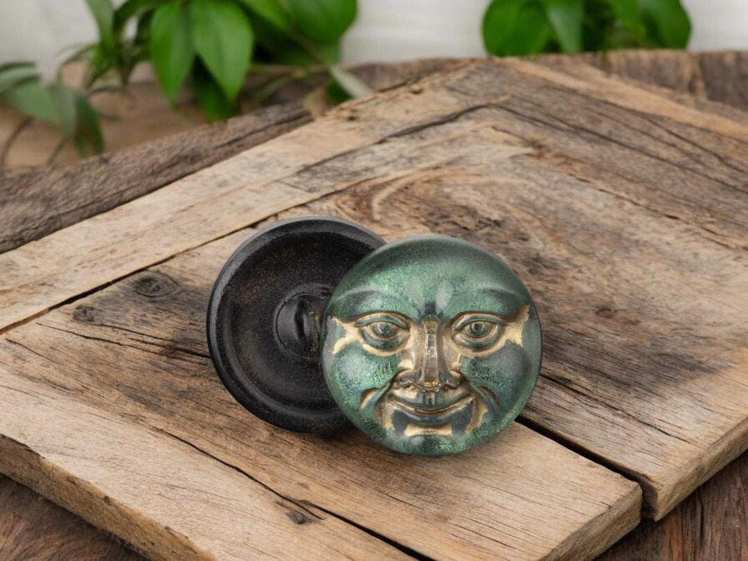Czech Glass Buttons - Moon Face Buttons - Artisan Button - Handmade ...