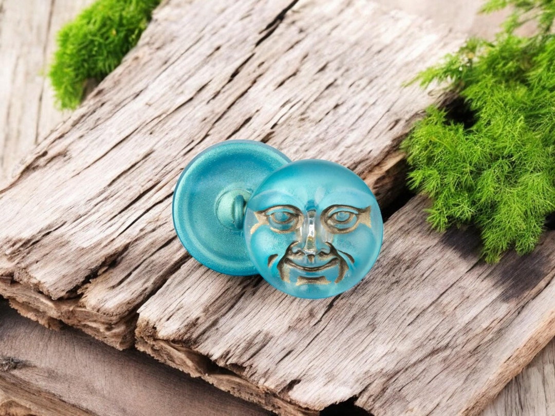 Czech Glass Buttons - Moon Face Buttons - Artisan Button - Handmade ...
