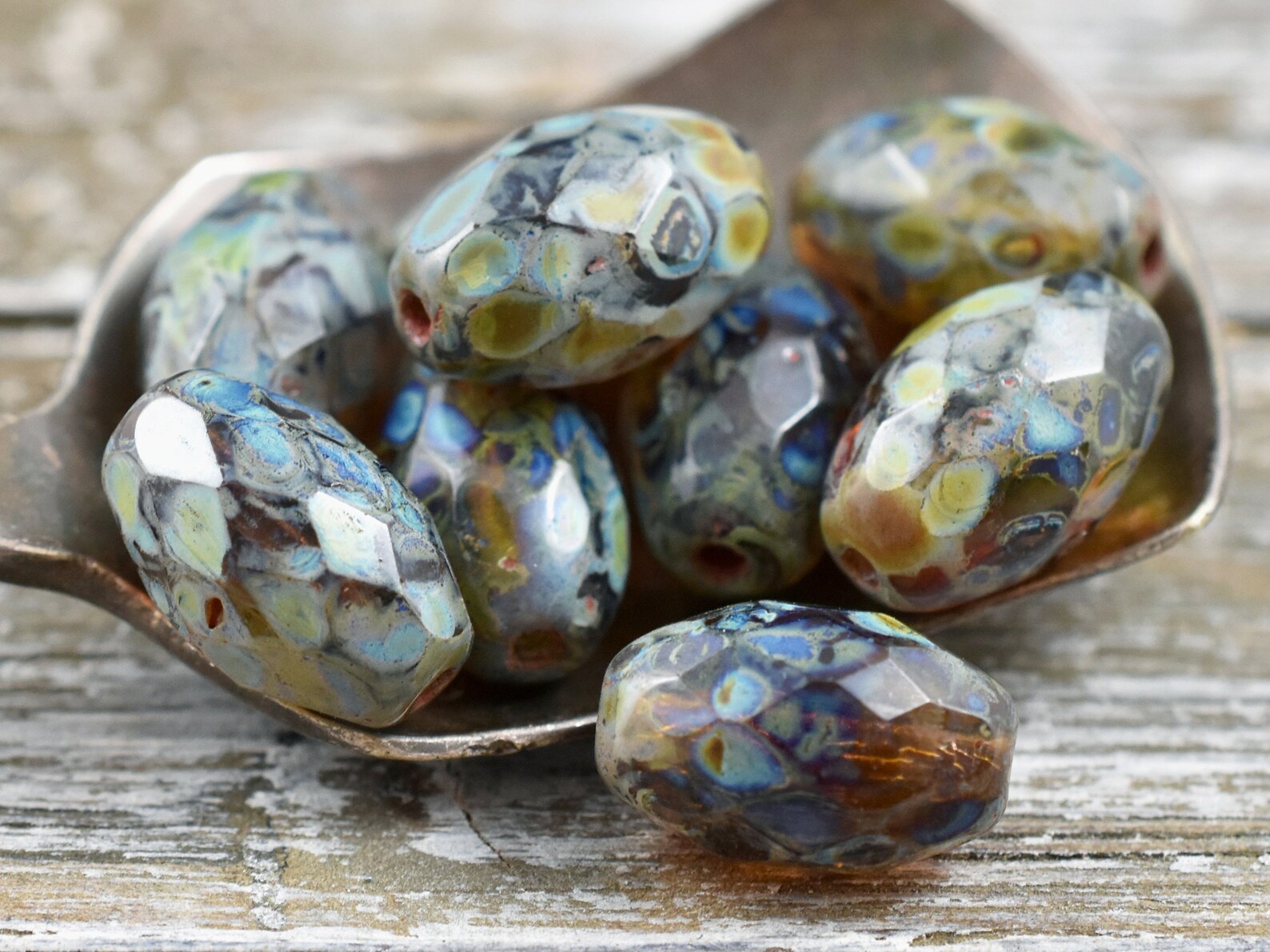 Picasso Beads Czech Glass Beads Faceted Beads Fire | Etsy