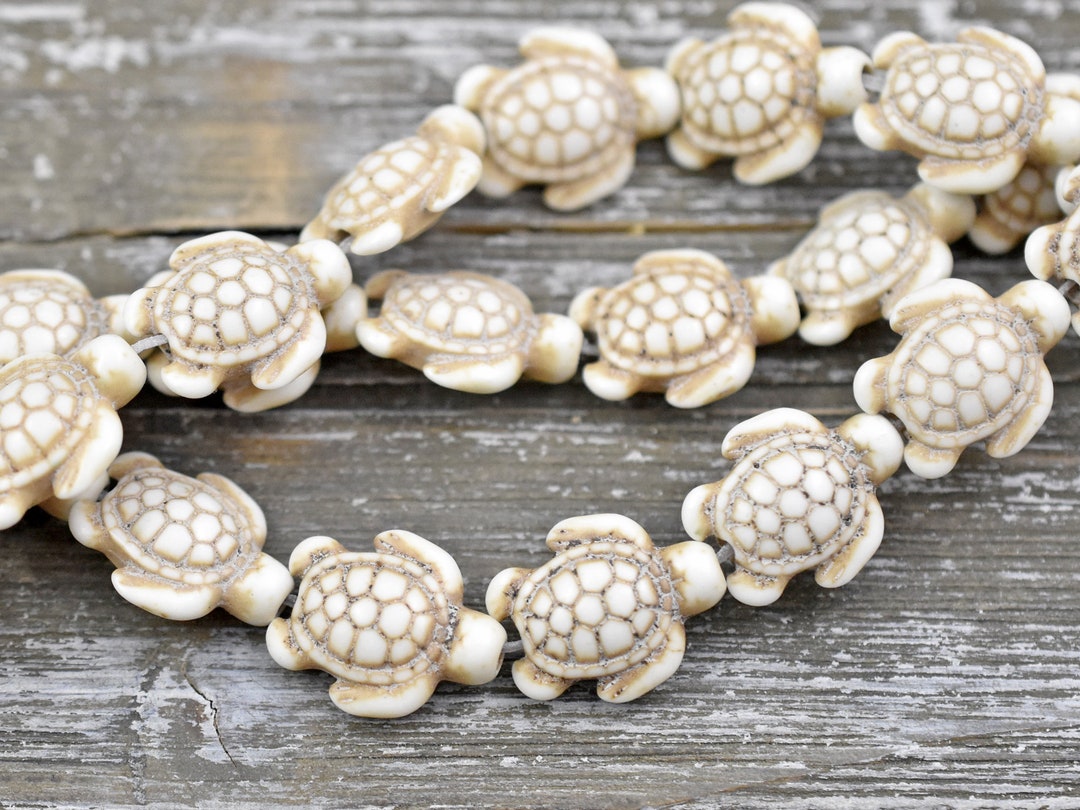 Turtle Beads - Gemstone Beads - Howlite Beads - Sea Creature Beads ...