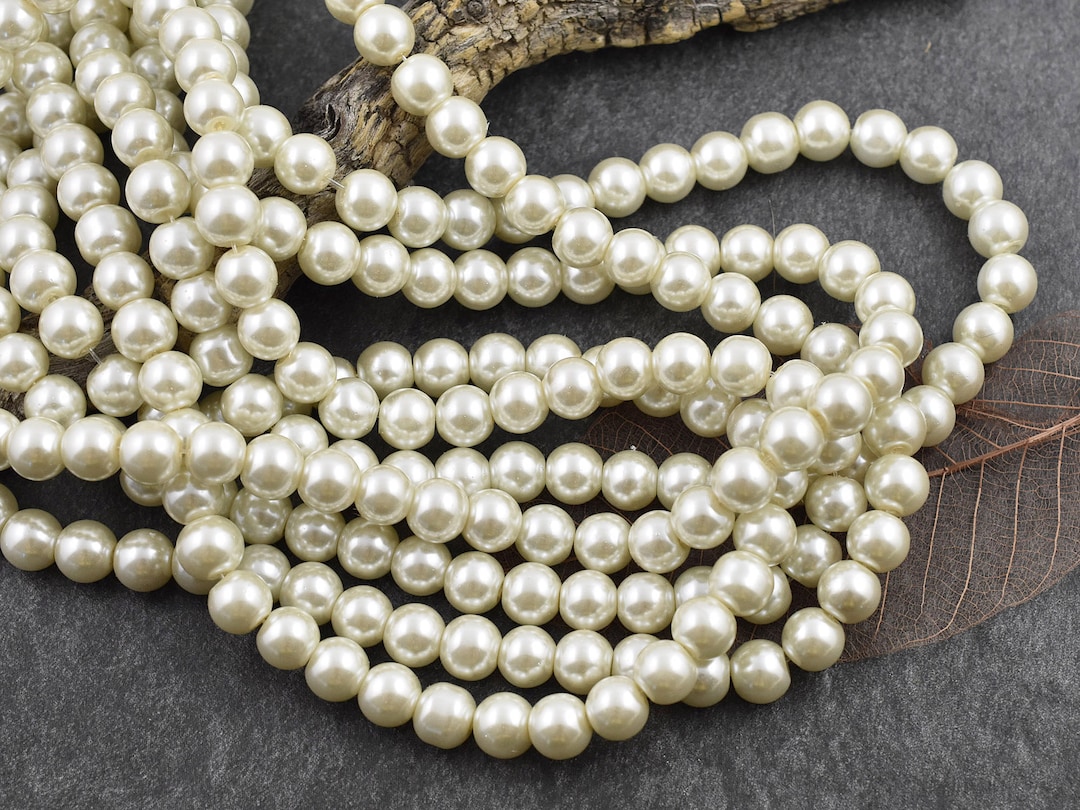 Glass Pearl Beads - Glass Beads - Glass Pearls - Round Pearl Beads - 32 ...