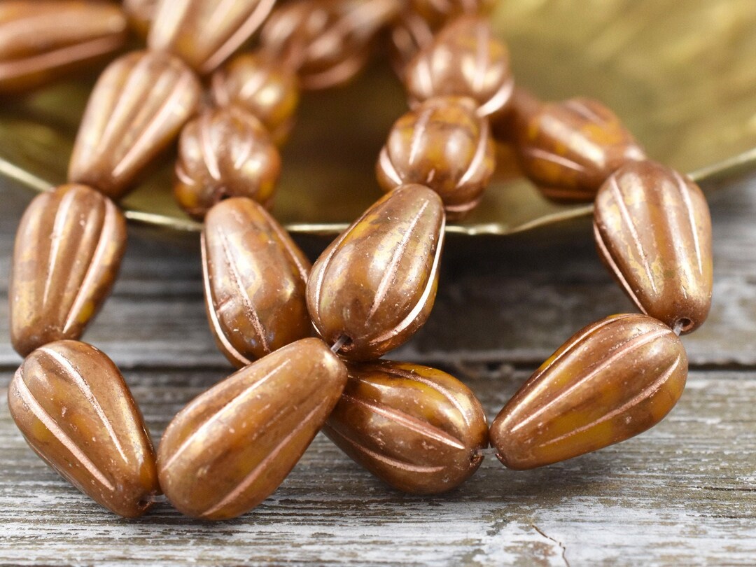 Czech Glass Beads - Picasso Beads - Melon Beads - Tear Drop Beads ...
