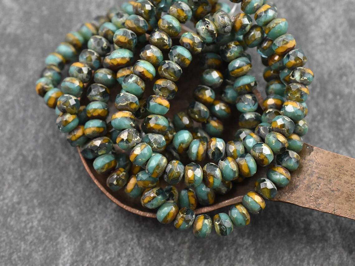 Picasso Beads - Czech Glass Beads - Rondelle Beads - Fire Polished ...