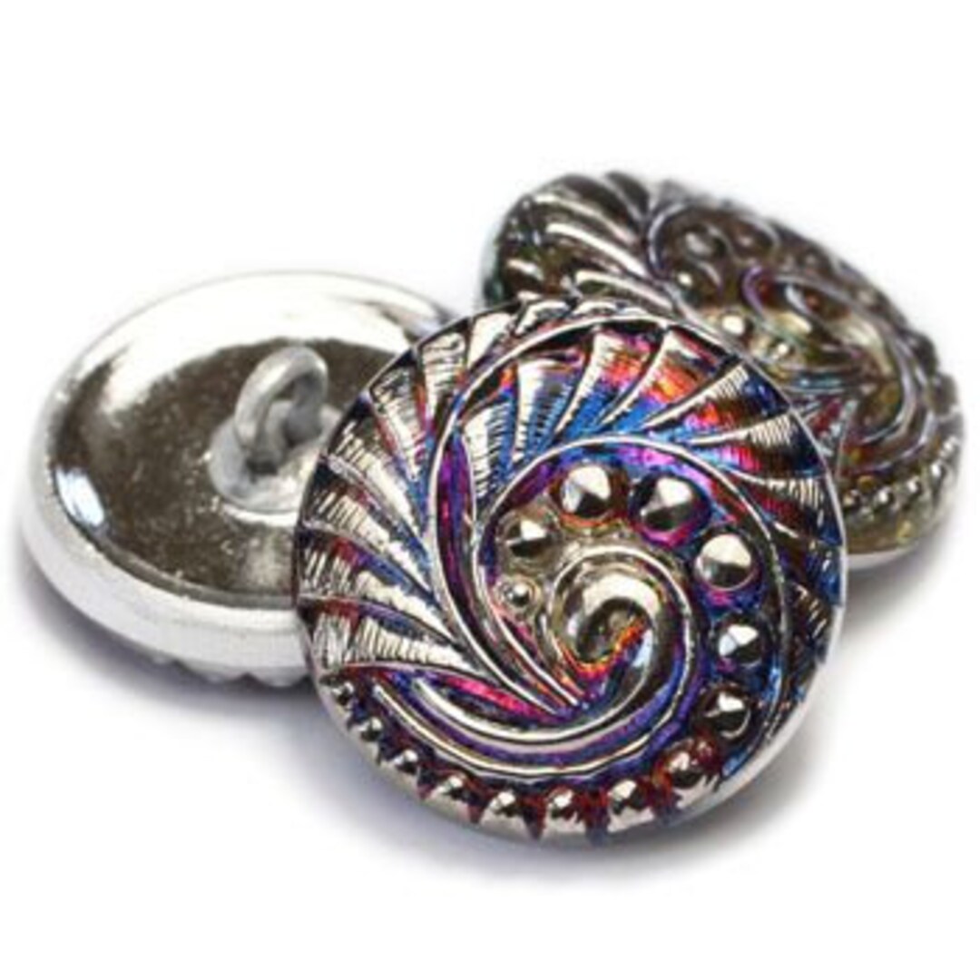 Czech Glass Buttons Shank Buttons Artisan Button Handmade Button 18mm ...