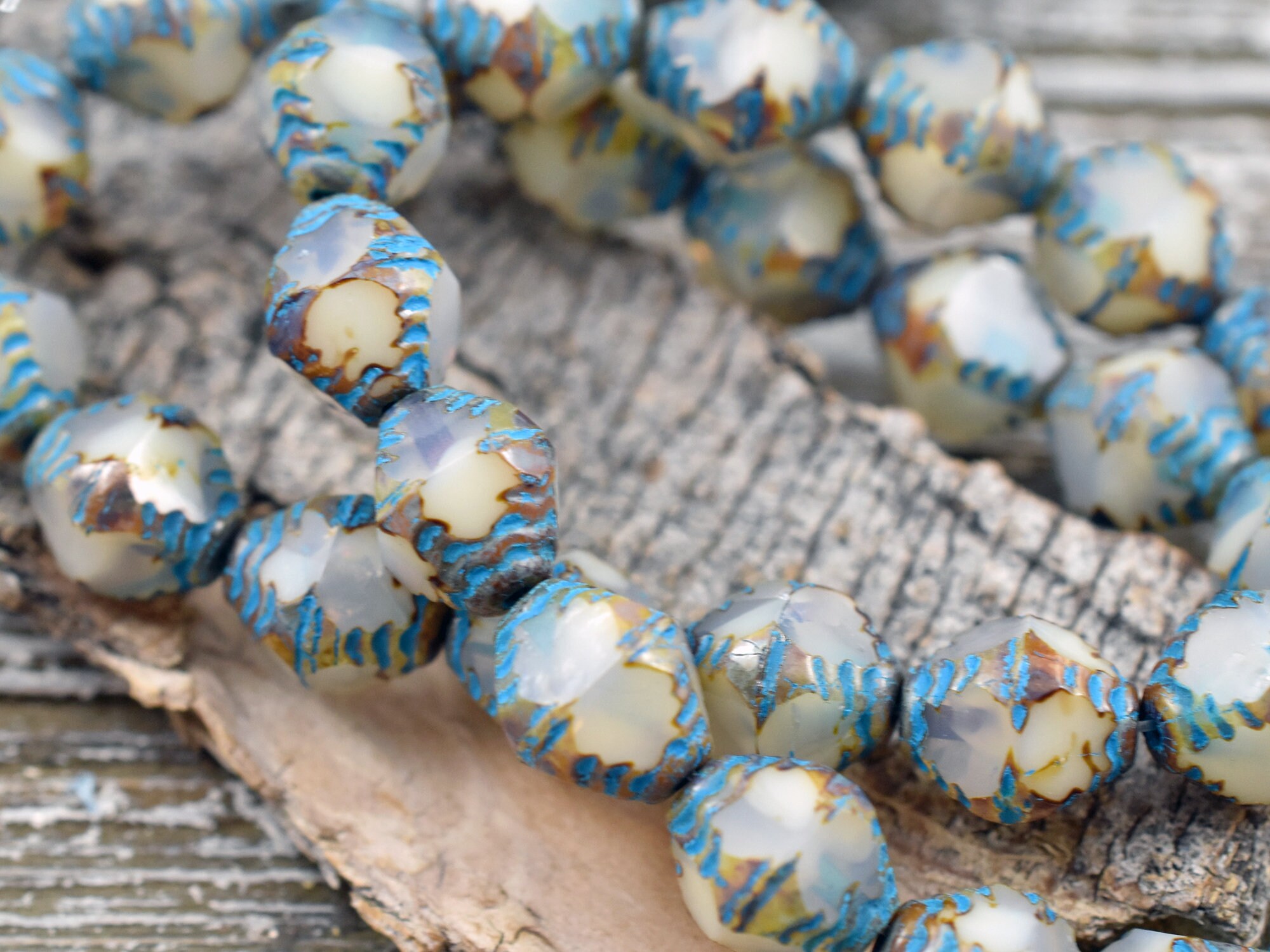 Picasso Beads Czech Glass Beads Bicone Beads Faceted | Etsy