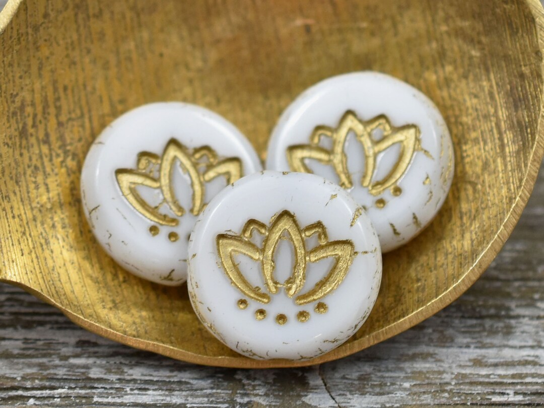 Lotus Flower Beads - Czech Glass Beads - Lotus Beads - Floral Beads ...