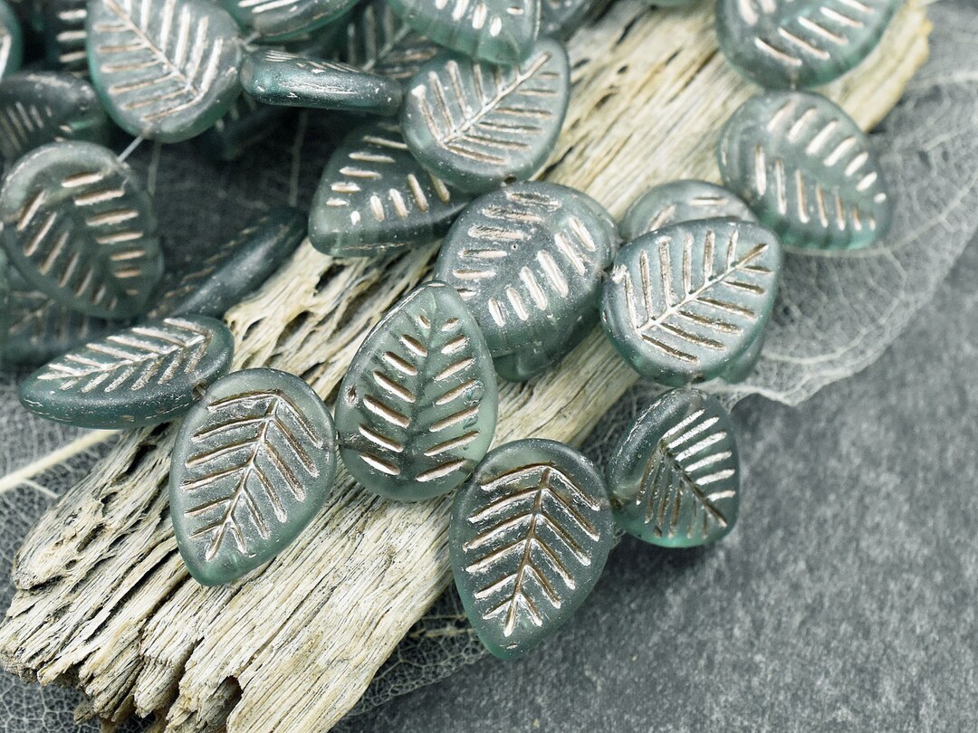 Czech Glass Beads - Leaf Beads - Picasso Beads -top Drilled Leaf - Top ...