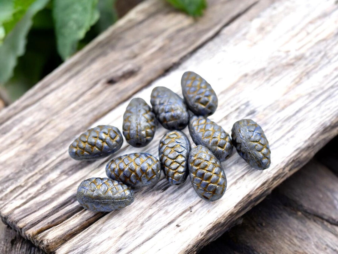 Czech Glass Beads - Pine Cone Beads - New Czech Beads - Fall Beads ...