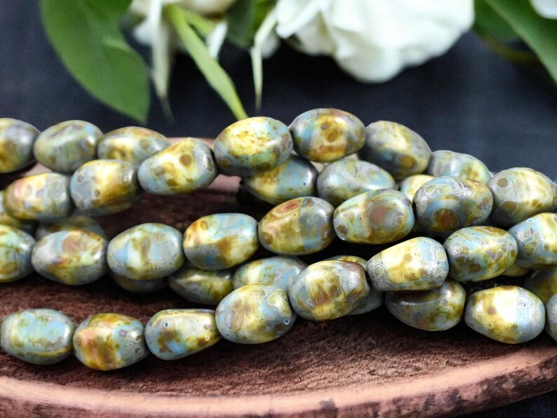 Picasso Beads - Czech Glass Beads - Organic Beads - Oval Beads - 12x9mm ...