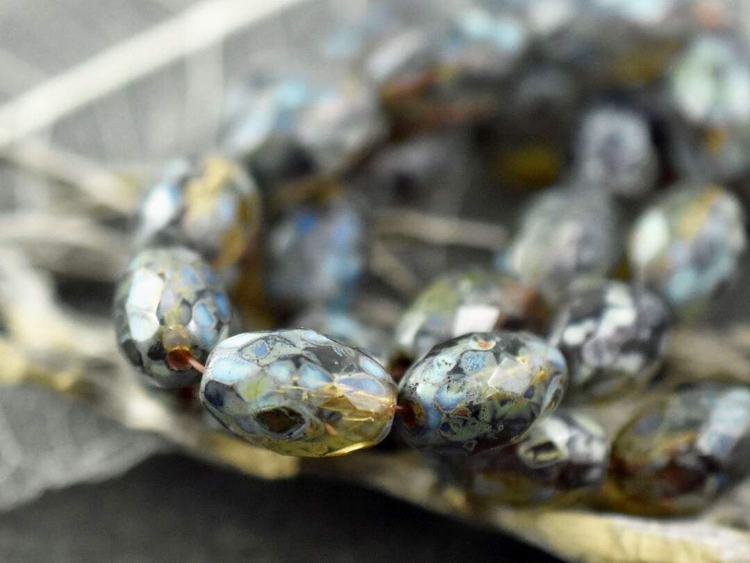 Picasso Beads Czech Glass Beads Faceted Beads Fire Polished Beads Oval ...