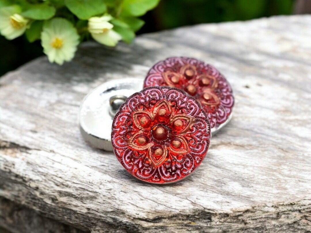 Czech Glass Buttons - Shank Buttons - Artisan Button - Handmade Button ...