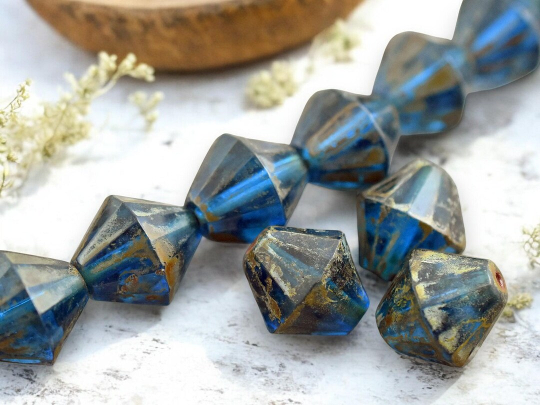 Picasso Beads - Czech Glass Beads - Bicone Beads - Large Glass Beads ...