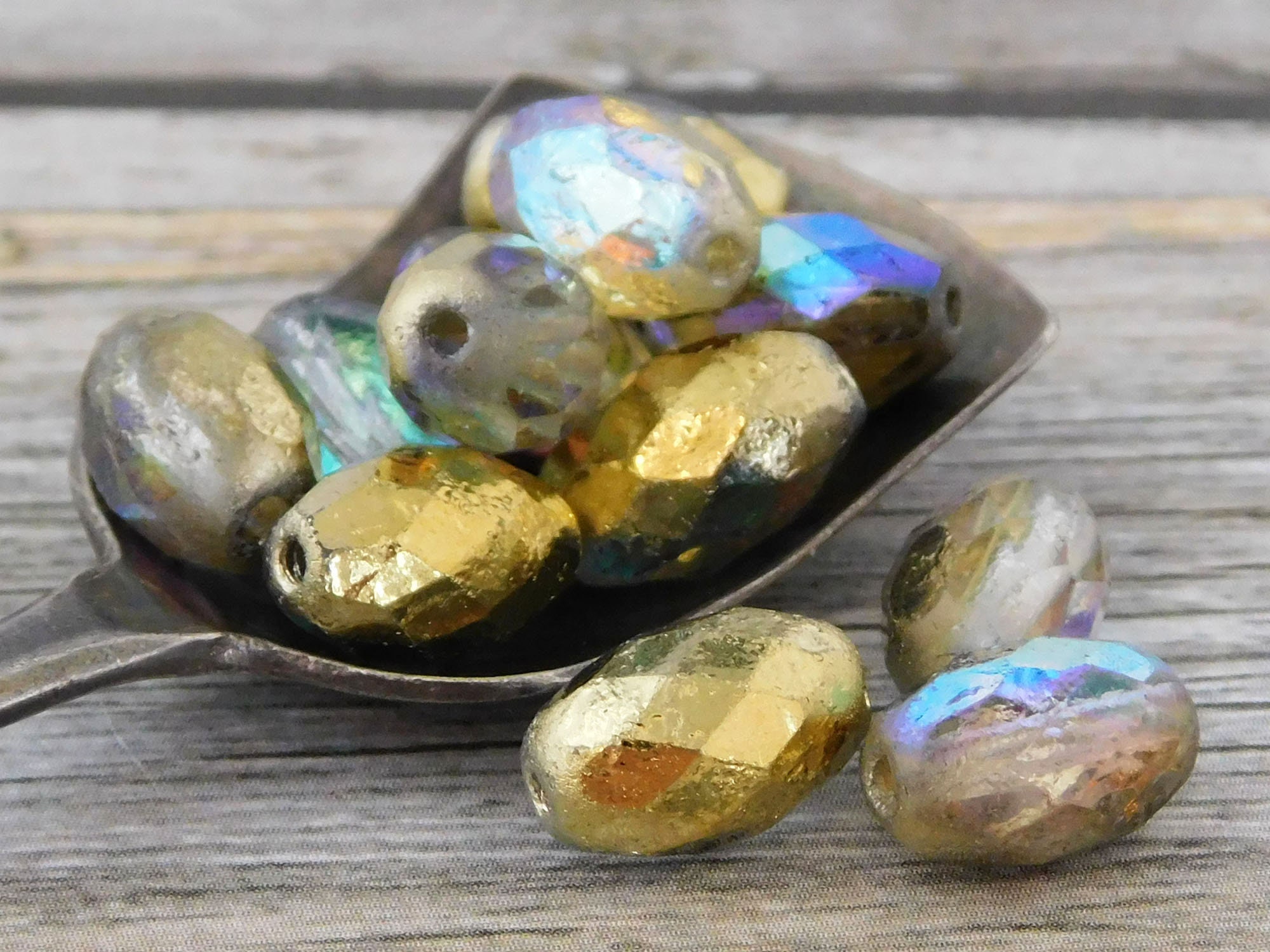 Czech Glass Beads Etched Beads Faceted Beads Fire | Etsy