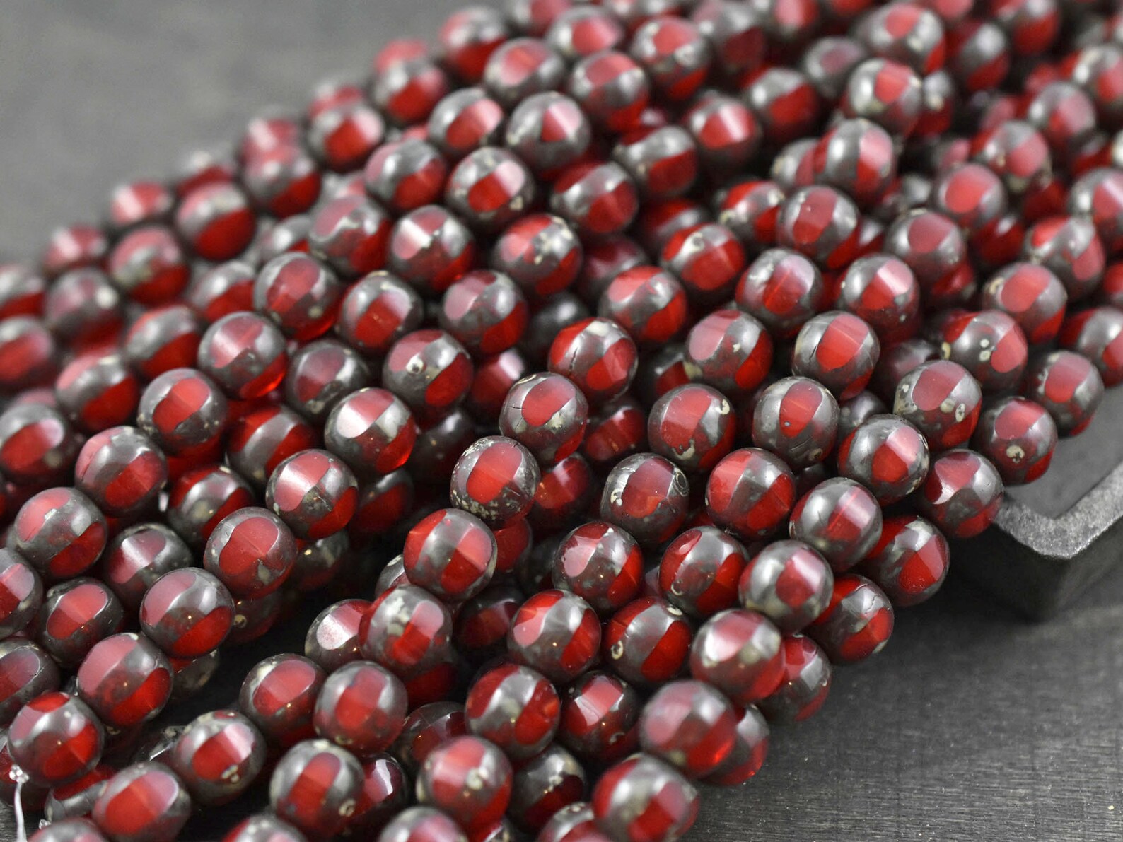 Picasso Beads Czech Glass Beads Round Beads Red Opal - Etsy