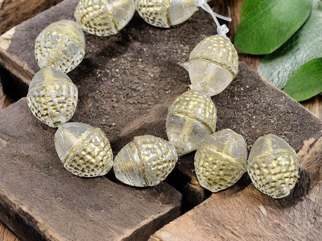 Acorn Beads - Czech Glass Beads - Fall Beads - Picasso Beads - Beads ...