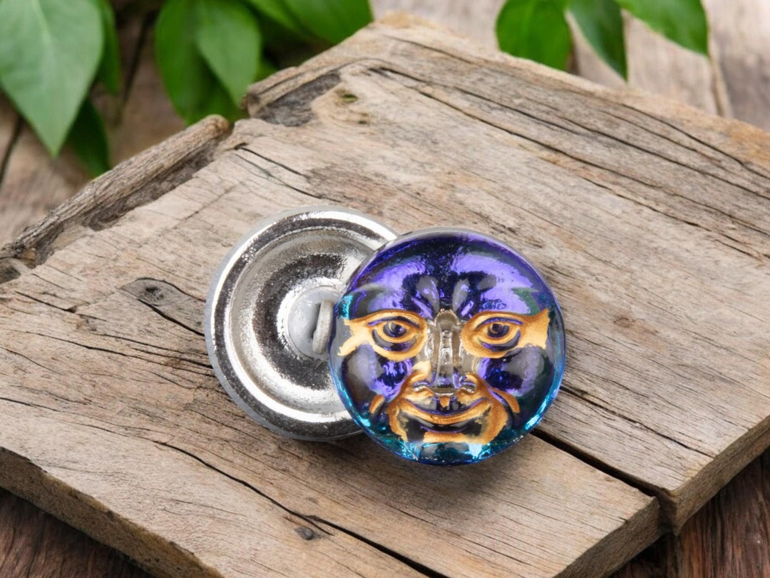 Czech Glass Buttons - Moon Face Buttons - Artisan Button - Handmade ...