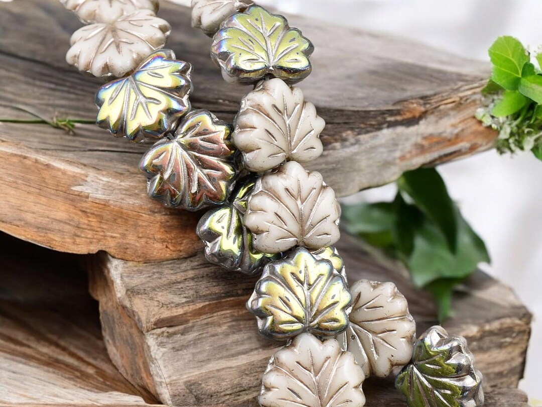 Leaf Beads - Picasso Beads - Czech Glass Beads - Fall Beads - Czech ...