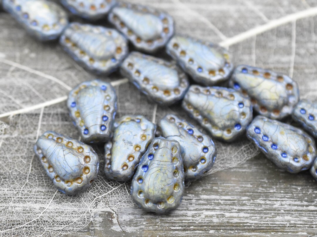 Picasso Beads Czech Glass Beads Teardrop Beads Lacy Teardrop Western ...