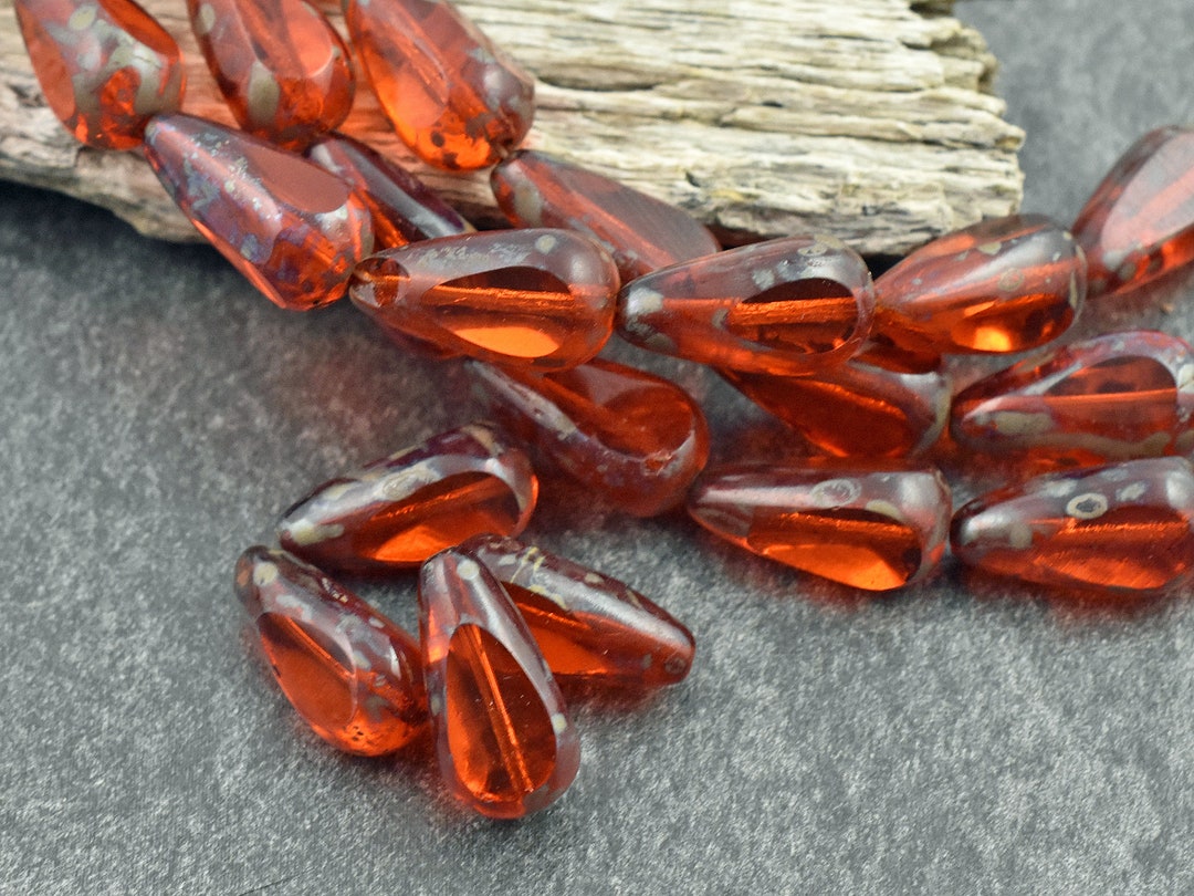 Czech Glass Beads Teardrop Beads Picasso Beads Drop Beads 20x11mm 10pcs ...