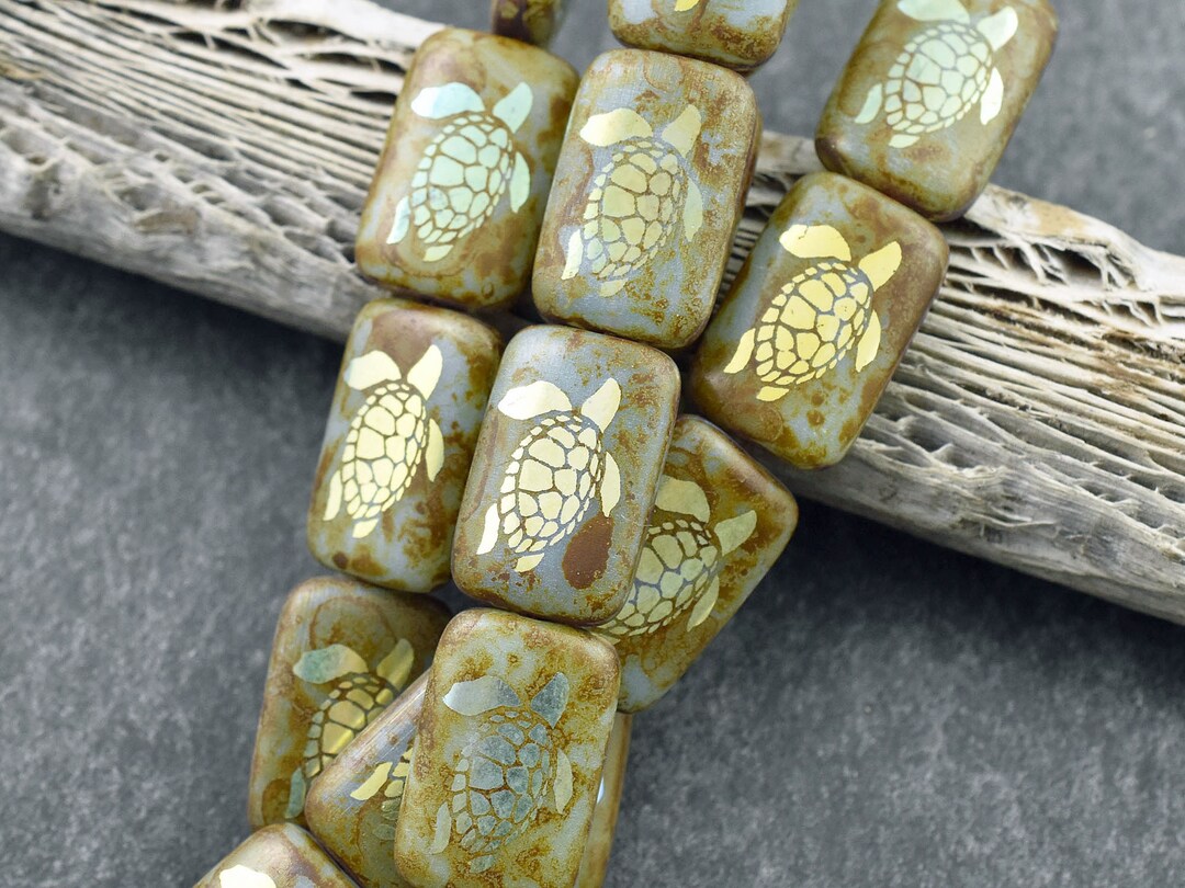 Picasso Beads - Czech Glass Beads - Turtle Beads - Sea Life Beads ...
