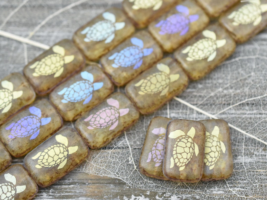 Turtle Beads - Picasso Beads - Sea Life Beads - Czech Glass Beads ...