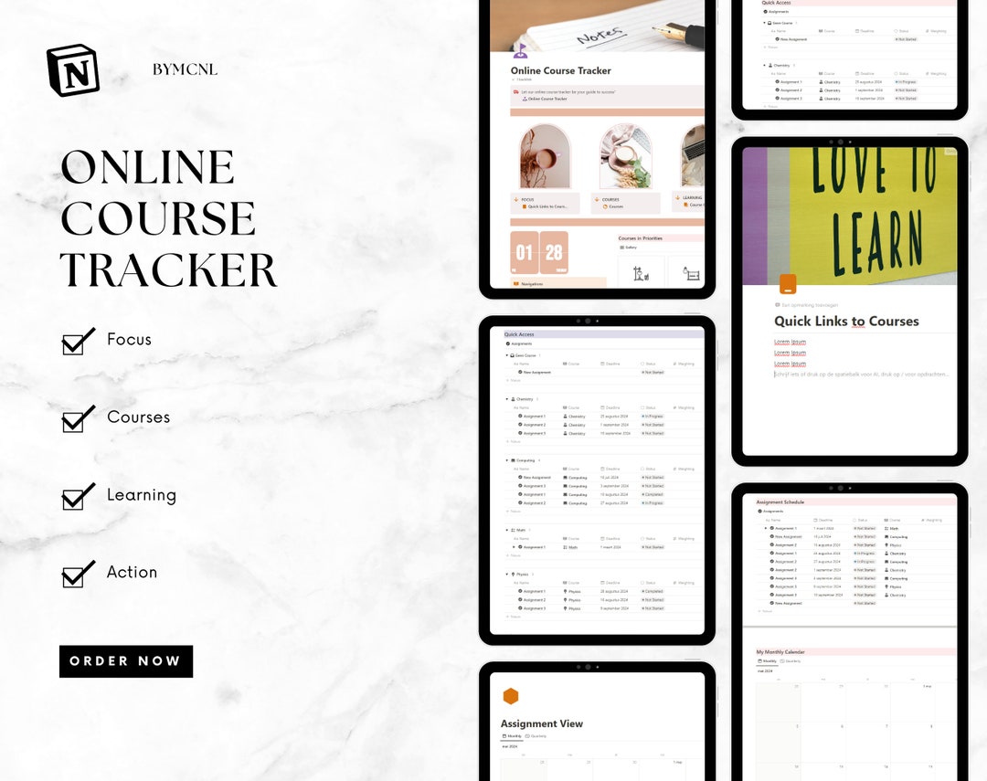 Online Course Tracker Notion Template Lifeplanner Monthly, Quarterly ...