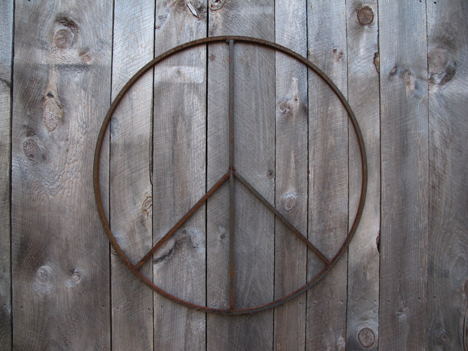 42 Inch Giant Metal Peace Sign Wreath With Standoffs- Wall Art- Indoor ...