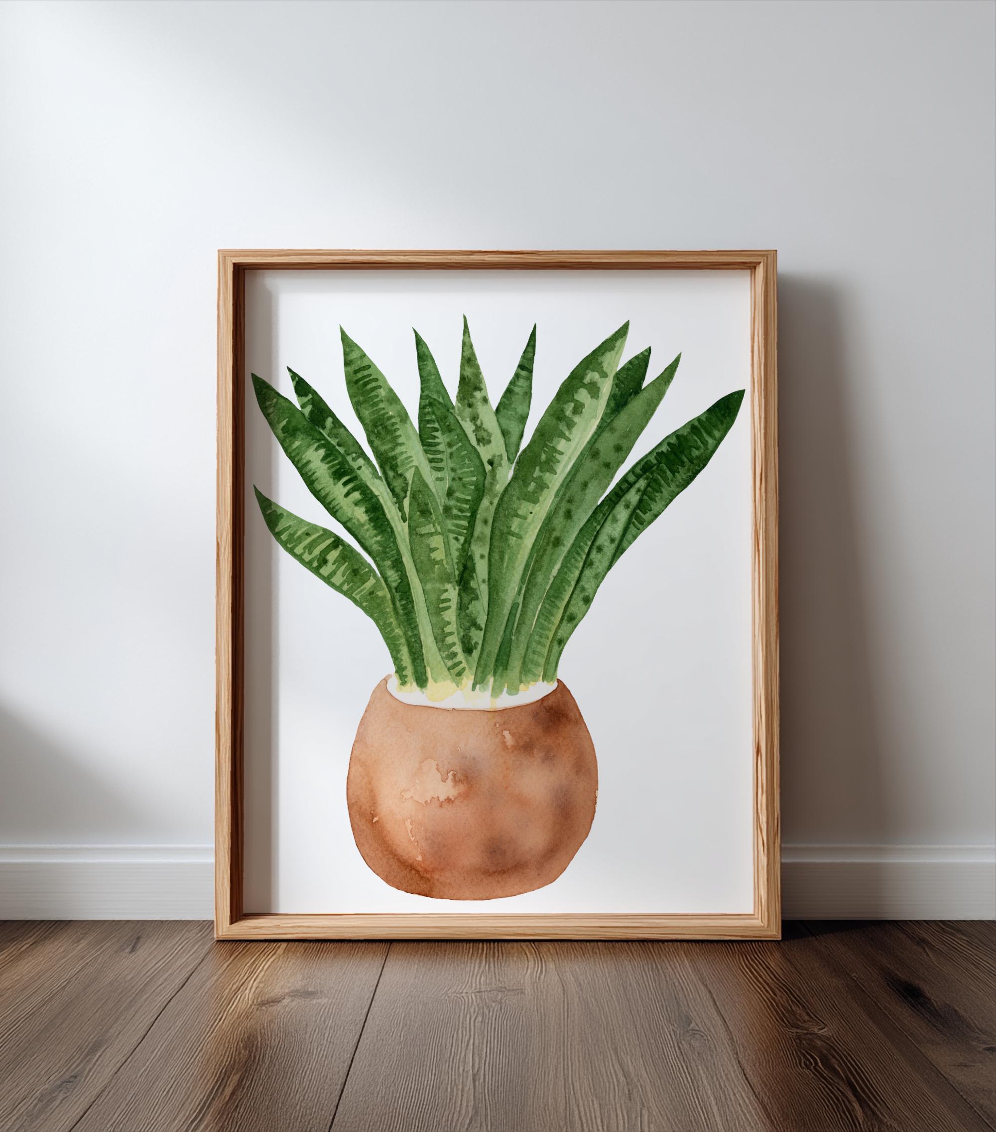 Houseplant Art PRINT, Watercolor Illustration for Modern Home, Interior ...