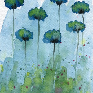 Aqua Blue Green, Watercolor Painting, Watercolor Flowers, Fine Art ...