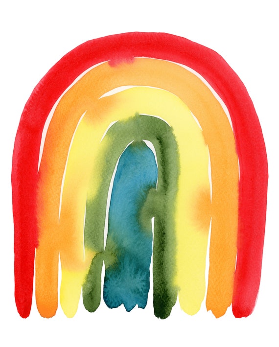 Rainbow Art Fine Art Print Watercolor Rainbow Painting | Etsy