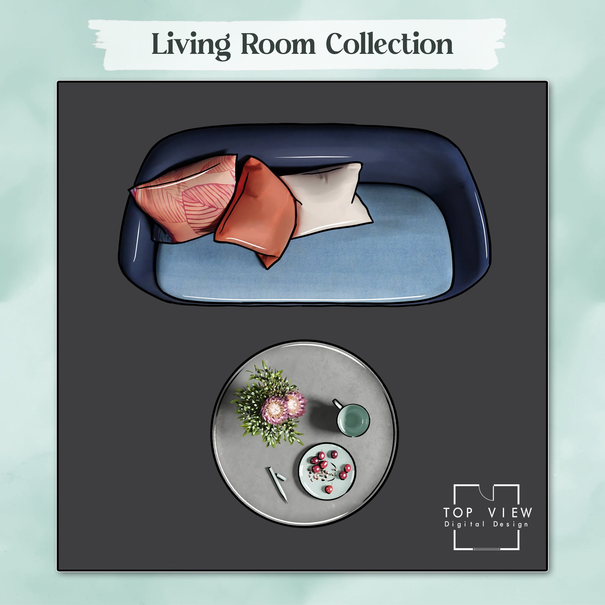 Top View Furniture Sketch – Living Room COLLECTION - Etsy