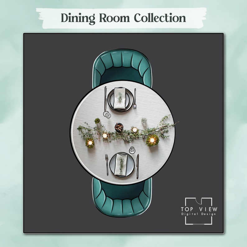 Top View Furniture Sketch – Dining Room COLLECTION - Etsy