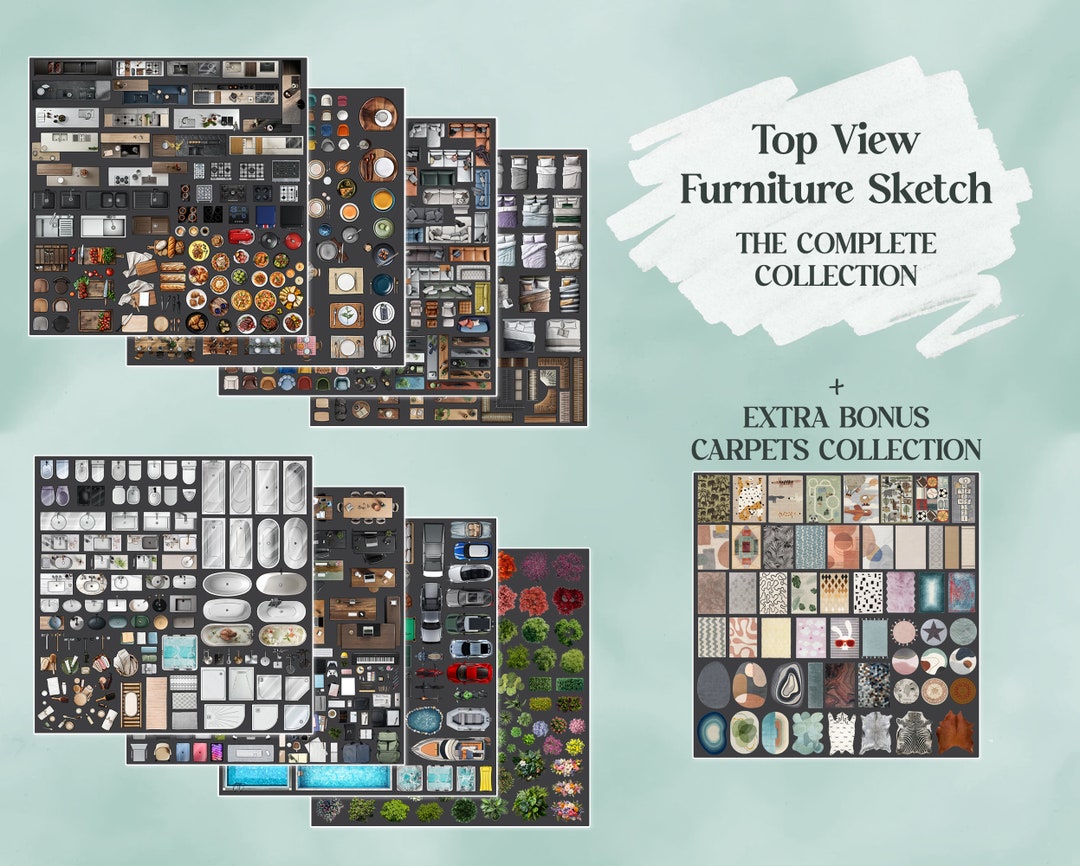 Top View Furniture Sketch Complete COLLECTION - Etsy